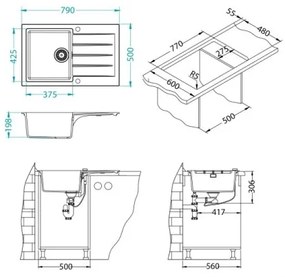 ALVEUS 1132022 - Kuchyňský dřez CADIT 79x50 cm granit/bílá
