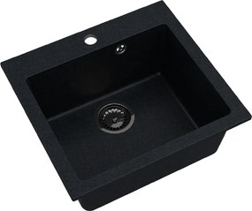 Sink Quality Ferrum 50, kuchyňský granitový dřez 490x450x195 mm + černý sifon, brocade, SKQ-FER.B.1K50.XB