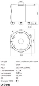 Redo Designové LED závěsné svítidlo SINCLAIR, ø74cm Barva: Černá