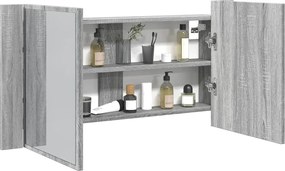 vidaXL LED koupelnová skříňka se zrcadlem 90x12x45cm akryl [804975] Barva: šedá sonoma