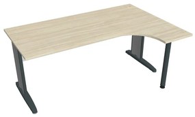 Stůl ergo oblouk levý 180×120/80 cm - Hobis Cross CE 1800 L Dekor stolové desky: akát, Dekor lamino podnože: šedá, Barva nohou: černá