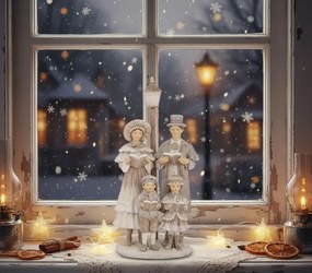 Béžová vánoční dekorace sbor Christmas Choir - 15*11*30 cm