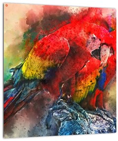 Obraz červených papoušků ara (30x30 cm)