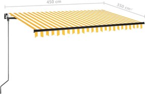 Ručně zatahovací markýza s LED světlem 450 x 350 cm žlutobílá 3069203