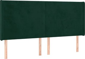 Box spring postel s matrací a LED tmavě zelená 180x200 cm samet 3139460