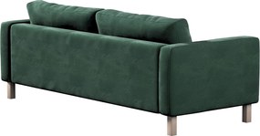 Potah na pohovku IKEA  Karlstad 3-místná, nerozkládací, krátký barva zelená látka lesklé, sametová