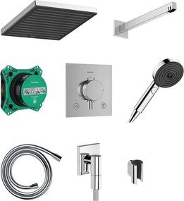 Hansgrohe Pulsify E - Sprchový set s termostatem pod omítku, s tělesem, 26x26 cm, EcoSmart, chrom 24625000