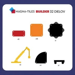 MAGNA-TILES Magnetická stavebnice Builder / 32 dílků / s magnetickými