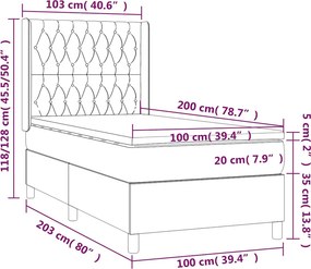 Box spring postel s matrací modrá 100 x 200 cm textil 3132215