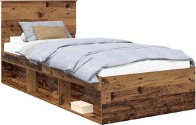 Rám postele s čelo Staré dřevo 90 x 200 cm Masivní borové dřevo 3410652