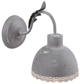 Nástěnná šedá vintage lampa - 15*26*24 cm
