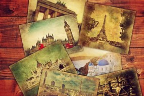 Samolepící tapeta pohlednice světových metropolí - 375x250 cm