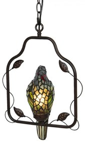 Závěsné vitrážové světlo Tiffany v designu papouška – 40x26x86 cm