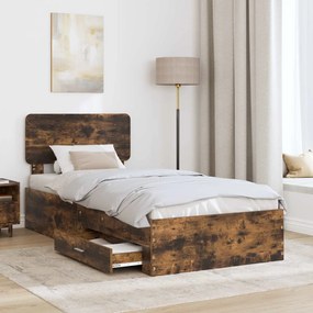 Rám postele s čelo Kouřový dub 100 x 200 cm Kompozitní dřevo 3412413