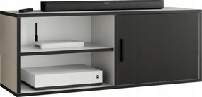 TV skříňka ROJO 2 bílý + černý otevřená TV skříňka s policí