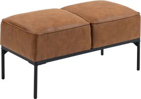 HOMCOM moderní taburet z umělé kůže s silně polstrovaným sedákem a kovovými nohami 80x40x46 cm hnědý