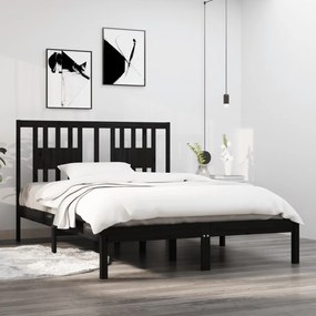 vidaXL Rám postele černý masivní borovice 135 x 190 cm UK Double