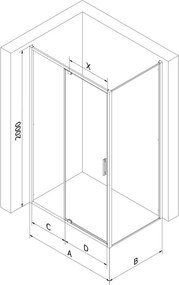 Mexen Exo sprchový kout otevírací 140 x 90 cm, transparentní, černá - 819-140-090-70-00