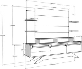 Televizní stěna Delpi Walnut and White