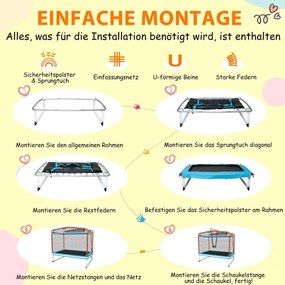 Costway Obdélníková trampolína 3-in-1 pro děti trampolína pro – pomerančový