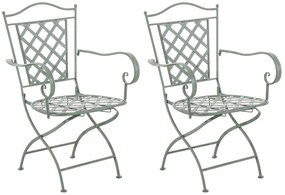 Kovová židle Adara (SET 2 ks) - Zelená antik