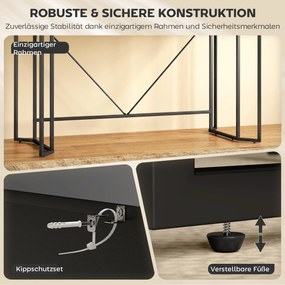 HOMCOM psací stůl s 2 zásuvkami, moderní design s kovovým rámem pro domácí kancelář a ložnici — 120 x 60 x 77 cm, černý