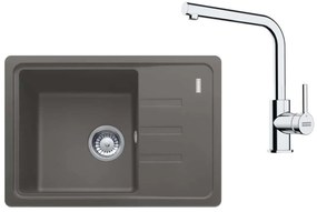 Franke - Kuchyňský set G266ŠK, fragranitový dřez BSG 611-62 a baterie FS 3230.031, šedý kámen/chrom 114.0700.751