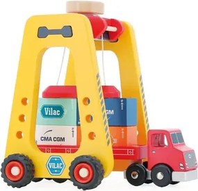 VILAC Magnetický jeřáb s kontejnery a kamionem / od 3 let