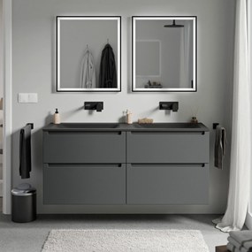 Koupelnová skříňka VIREO 120 cm s dvojumyvadlem z minerálního odlitku CREAM