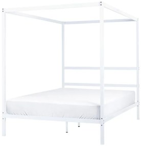 Kovová postel s baldachýnem 140 x 200 cm bílá LESTARDS Beliani