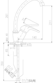 RAV Slezák SA006.0/1 - Dřezová baterie SAZAVA 26,1 cm lesklý chrom