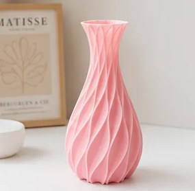 váza, styl moderní, plast, 14x7,6x7,6 cm, růžová, Dekorino VD0260011
