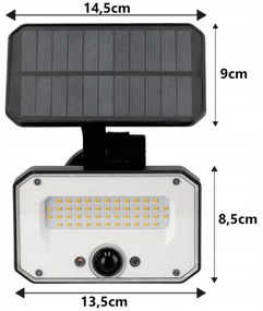 BERGE LED solární lampa 2v1 850lm 4500K