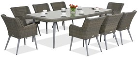 Exkluzivní jídelní set s velkým stolem Cordoba pro 8 osob Garden Point šedý