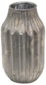 Béžovo-šedá antik dekorační skleněná váza – 5x6x14 cm
