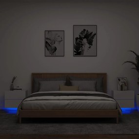 Nástěnné noční stolky s LED osvětlením 2 ks bílé - Default Title
