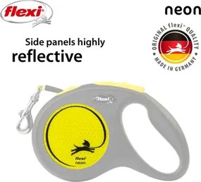 Flexi Neon M pásek 5m černo-žluté / Vodítko