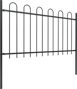 Zahradní plot s obloukem nahoře ocelový 337 x 100 cm černý 277657