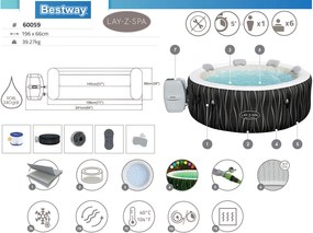 Bestway Vířivka Lay-Z-Spa HOLLYWOOD, 4-6 osob, 196 cm, LED, 60059 J-60059