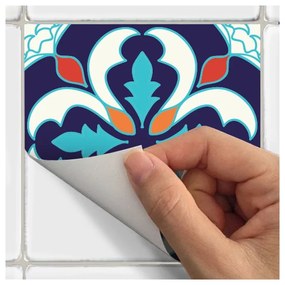 Sada 60 nástěnných samolepek Ambiance Tiles Azulejos Antibes, 10 x 10 cm