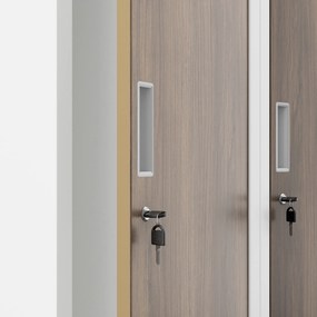 Zaměstnanecká skříňka čtyřkomorová bílá/ořech, 800x1800x500 mm: KACPER Eco Design