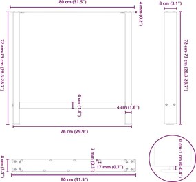 vidaXL Nohy k jídelnímu stolu z oceli 2 ks 80 x (72-73) cm ocel [4013312] Barva: Černá