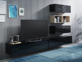 GAB Obývací stěna LORONA 27, Černá/Dub Artisan 300 cm