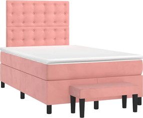 Box spring postel s matrací růžová 120x190 cm samet 3270498