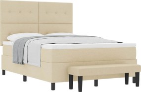 Postel s boxspringem s čelo Krémová 140 x 190 cm textil 3344070