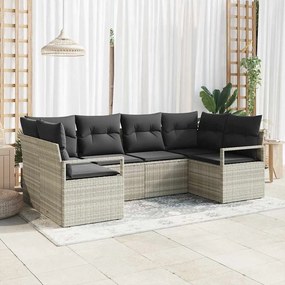 Set pohovek 6 ks Světle šedá polyratan 3346522