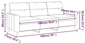 Petromila 3místná pohovka krémová 180 cm textil