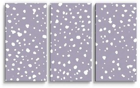 Sablio Obraz - 3-dílný Bílé flíčky na fialové - 120x80 cm