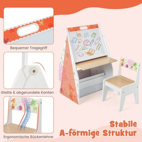 Costway Oboustranná sada dětského stolu a židlí s magnetickou tabulí a bílou