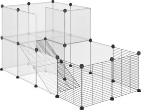 PawHut Kotec pro malé domácí zvířata - 27 panelů s možností přizpůsobení tvaru pro morčata, králíky, činčily 140x70x70 cm